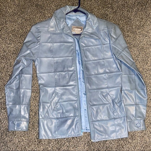 rave | Jackets & Coats | Retro Rave Blue Faux Leather Jacket | Poshmark